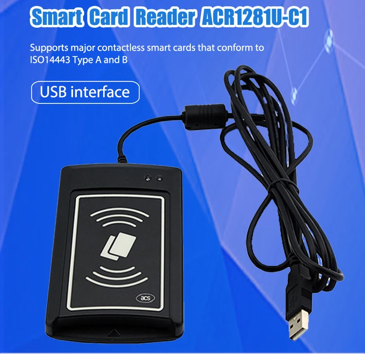 Dual Interface Usb Nfc + Ic Chip Tablet Pc Iso 7816 Smart Card Reader ...