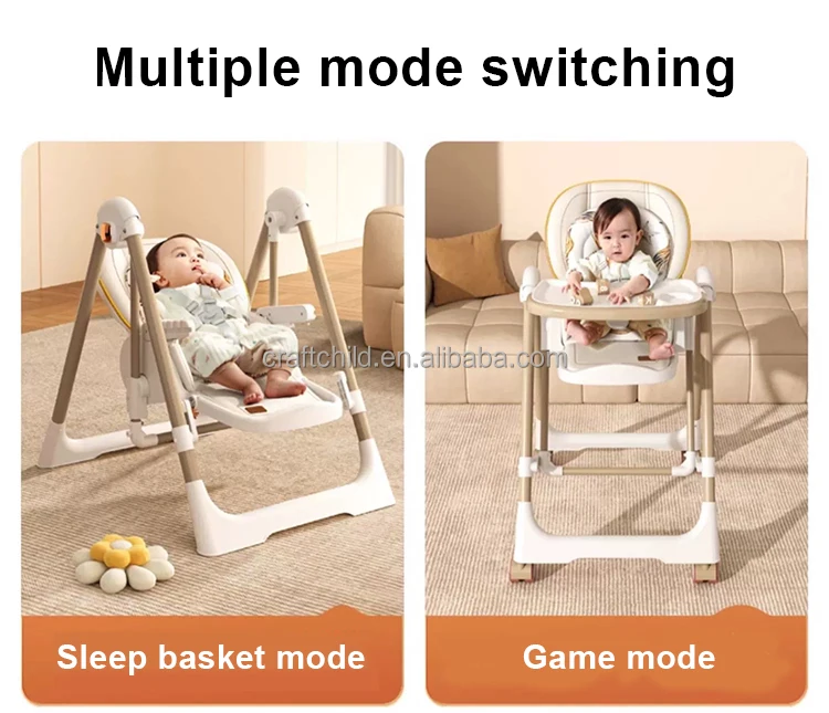 6-in-1 Convertible Shaking Kids High Feeding Chair for Babies