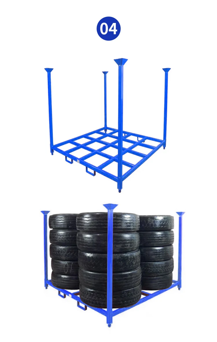 Customized Powder Coating Steel Pallet Tyre Rack Storage Stacking Truck ...