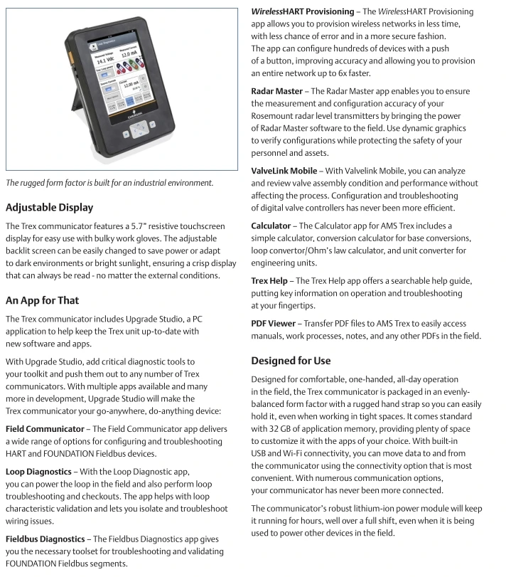 Emerson Ams Trex Device Communicator With Power Devices Directly Newest ...