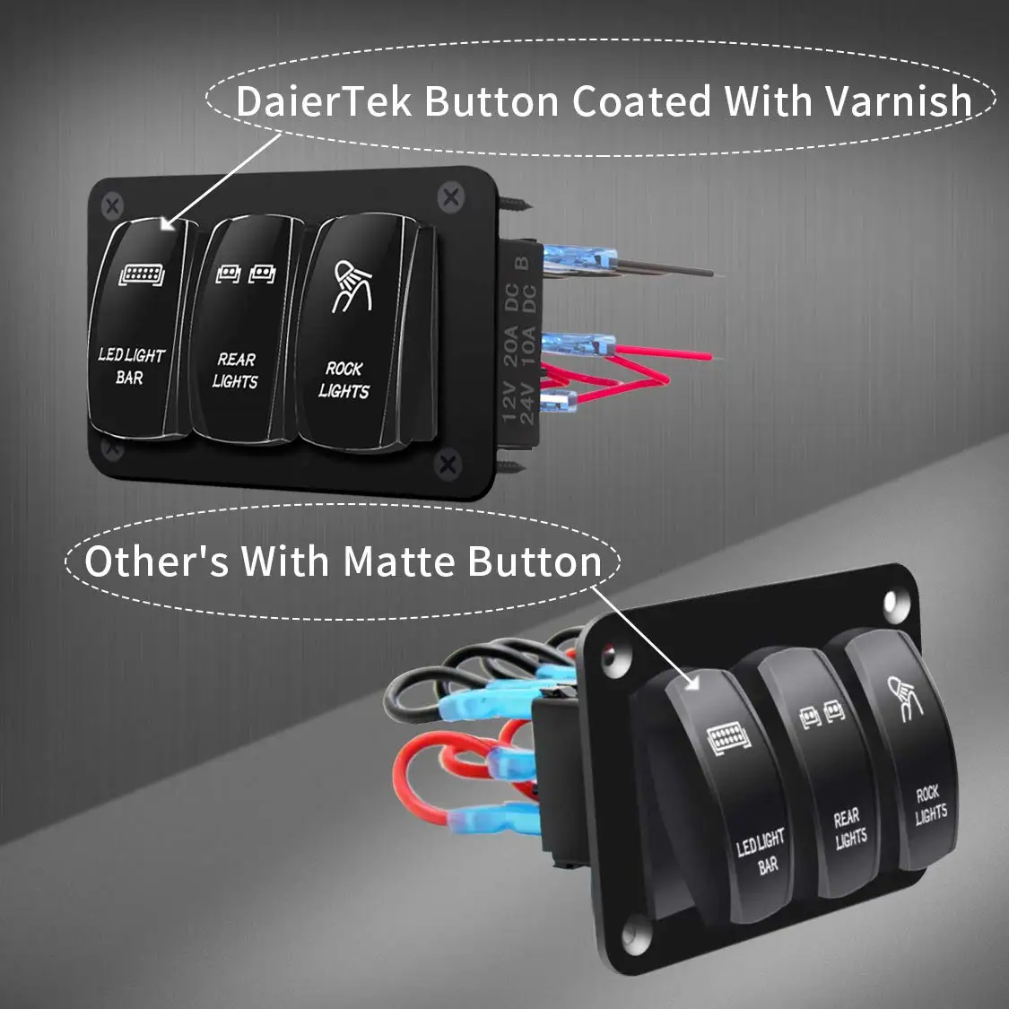 Daiertek 3 Gang ON/OFF LED Light Bar Switch Panel for Trucks