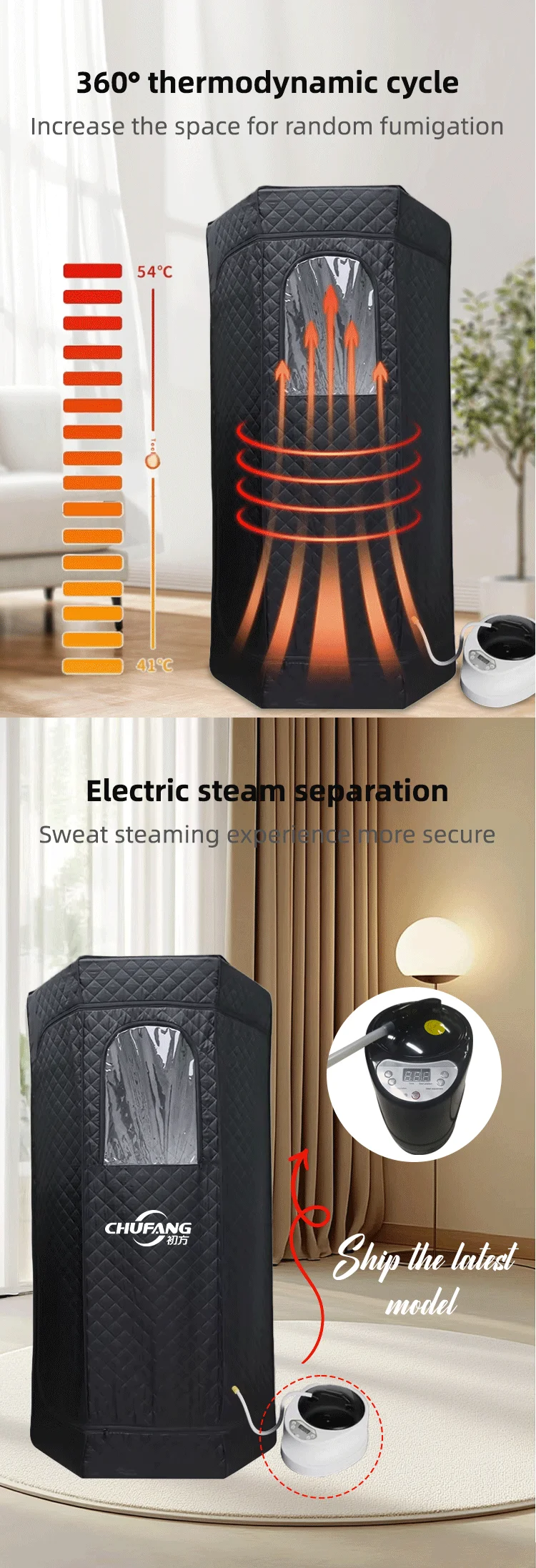 Full Body Home Relaxation Steam Wet Sauna Box 3L Steamer