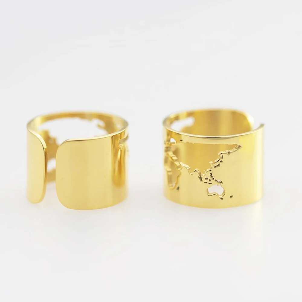 Joyas World Map Rings 18K Gold Jewelry Global Map Engagement Ring for ...