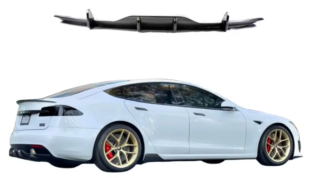 Rear Bumper Cover Lower Lip Spoiler Valance Protector Carbon Fiber Rear ...