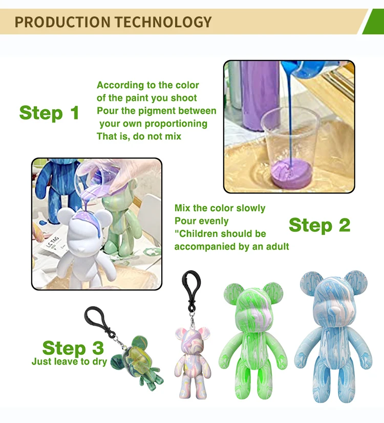 Fluid Bear Kits White Embryo Paint Set Keychain Fluid Violent Bear Diy ...