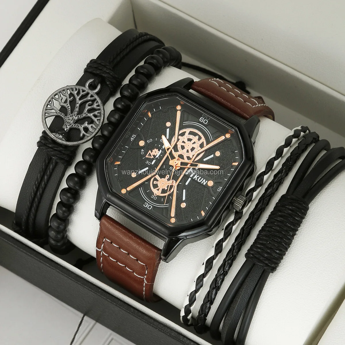 New Double Layer Square Shell Fashion Casual Men's Watch