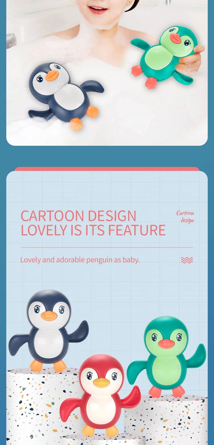 Adorable Baby Wind up Toy - Mini Cartoon Swim Penguin