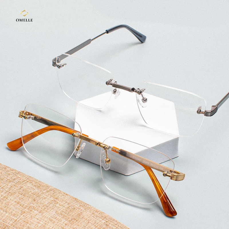 Premium Metal Rimless Eyeglasses for Men - Fashion & Function