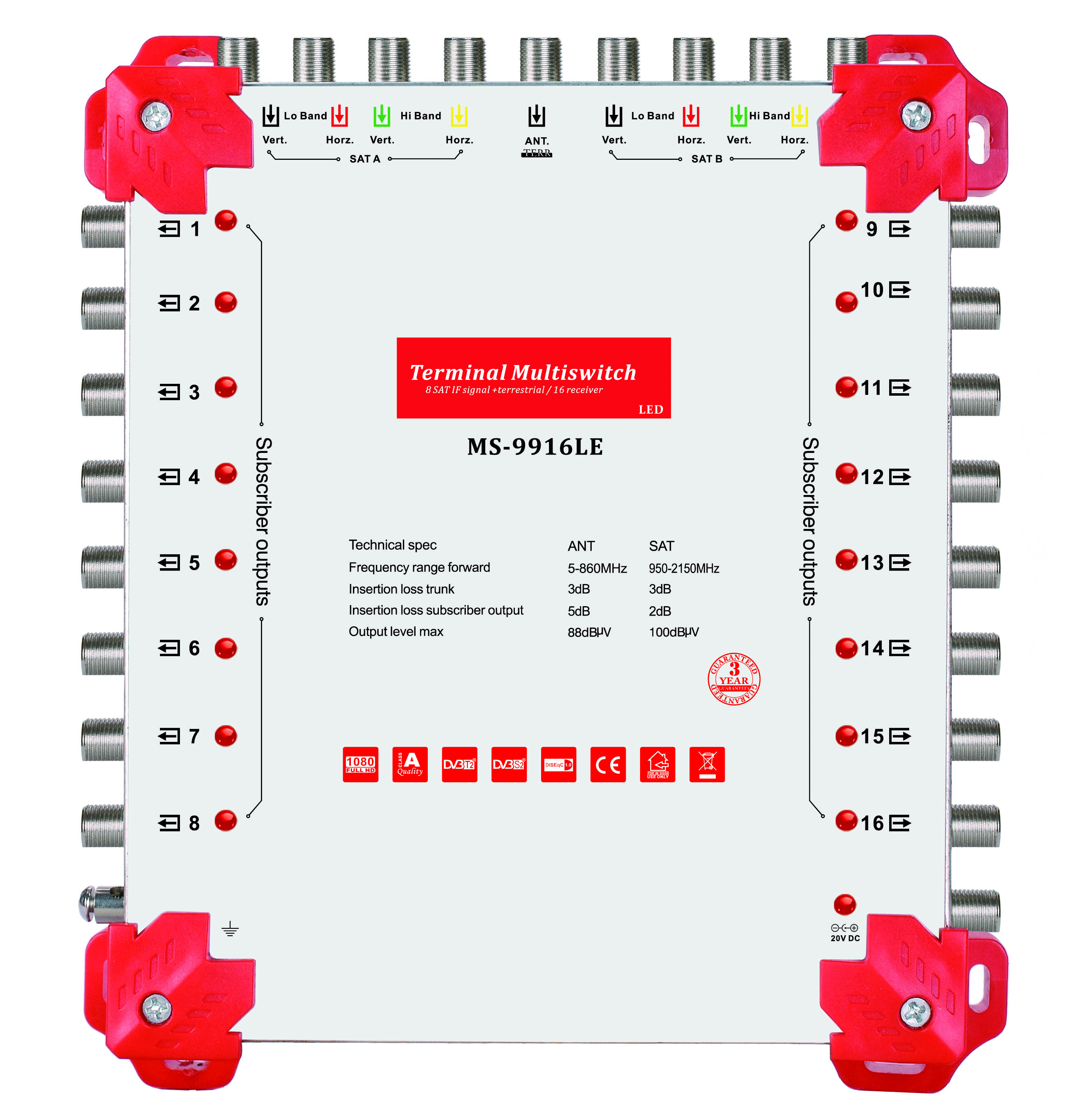 Cascade Multiswitch Diseqc 2.0 - Cable TV Multiswitch