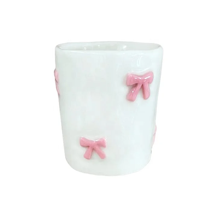 Korean Bow Knot Flower Mini Tea Cup Handmade Ceramic Small Tea Cups ...