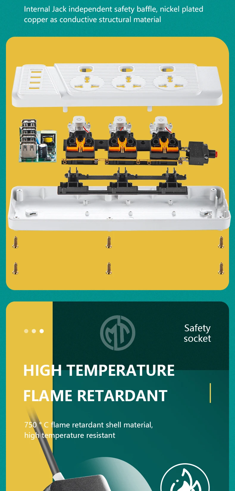 Universal Safety Anti-electric Shock Multi Extension Socket With Switch ...