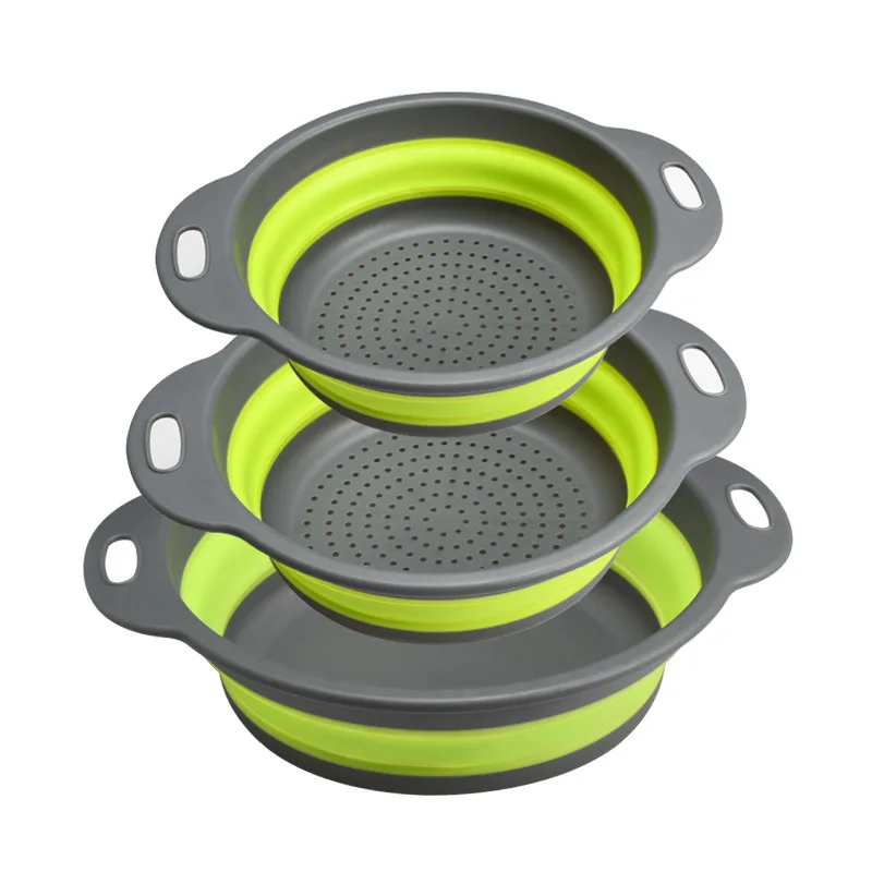 Yongli B-03 Silicone Kitchen Collapsible Colanders Set of 3 Round ...