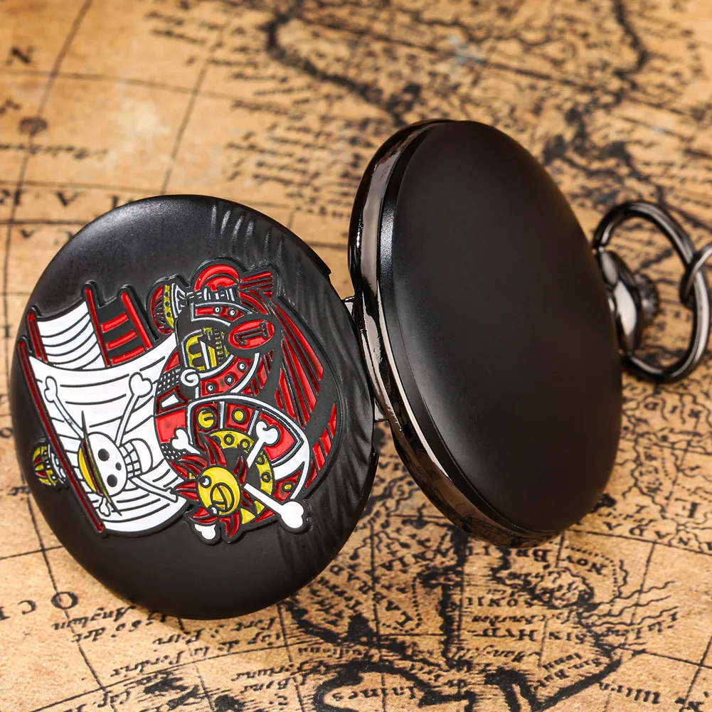 Monkey D. Luffy Sunny Go Quartz Movement Black Pocket Watch