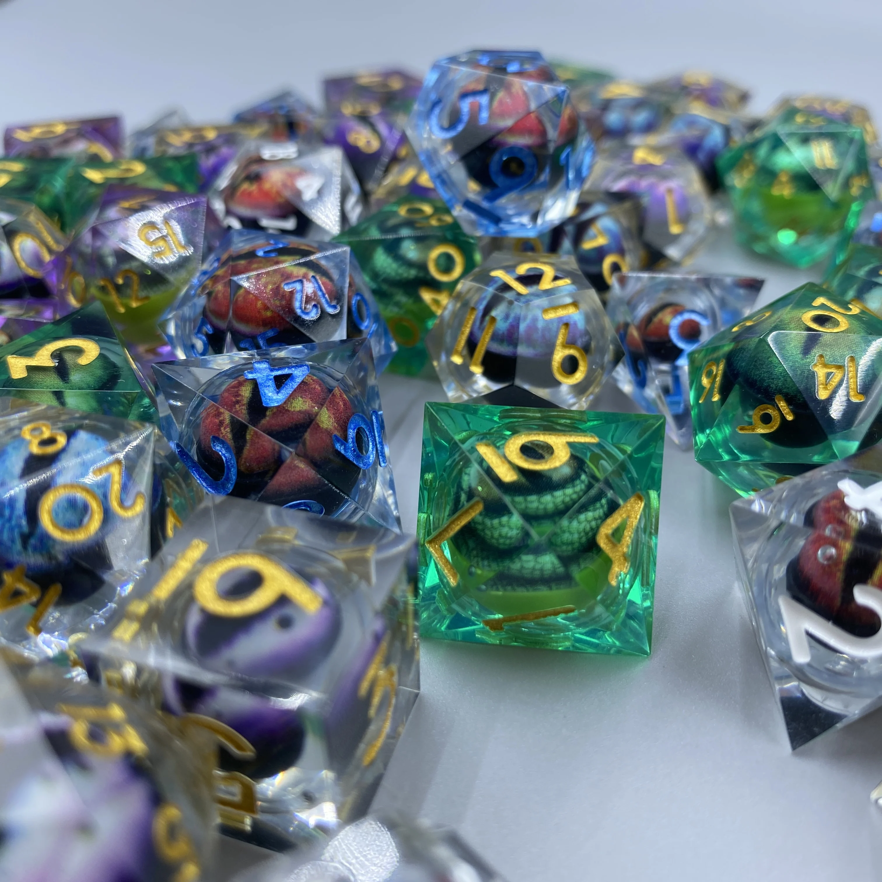 Custom Dnd Dice Set Hollow Dragon Eye D20 D10 D100 Edge Handmade Metal ...