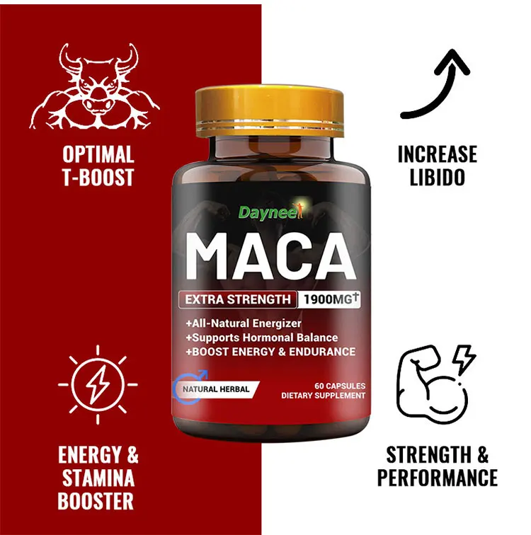 Maca Capsules All Natural Energizer Extra Strength Dietary Supplement ...