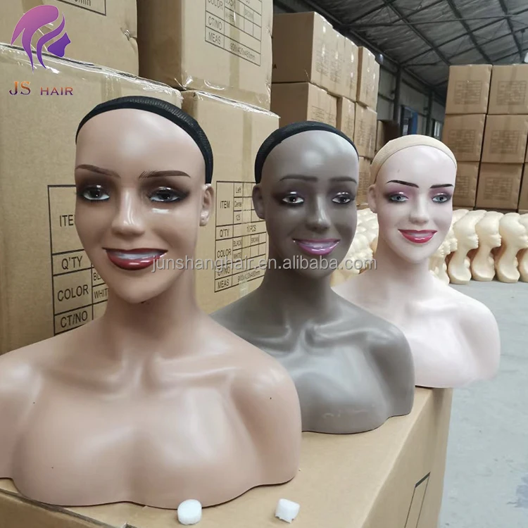 New Design Smiling Face Realistic Female Mannequin Head Bust Mannequin ...