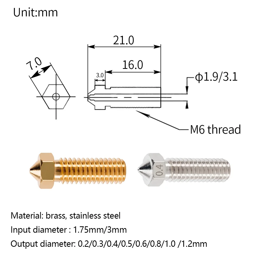 E3D V5 V6 Volcano Nozzle - Versatile 3D Printer Accessories