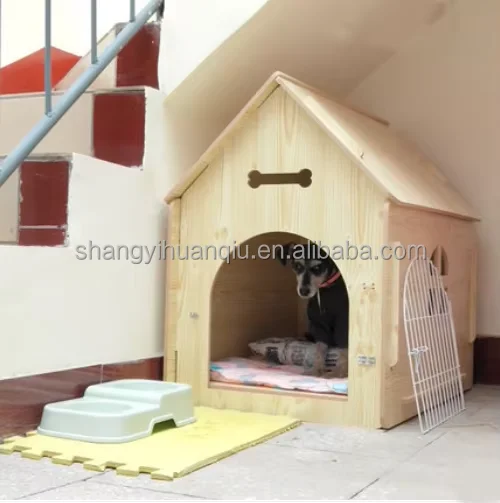 Wooden Kennel Dogs Assembly Outdoor Dog House Winter Villa