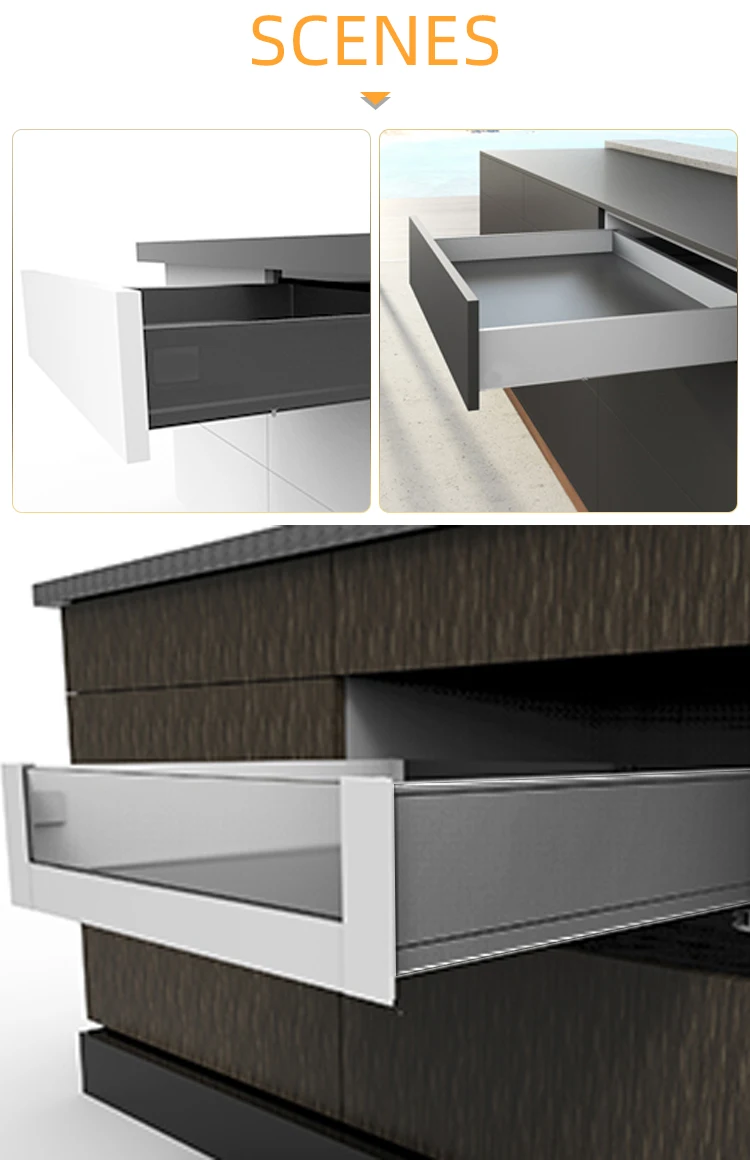 New Luxury Kitchen Slim Drawer Slide Box Full Extension Soft Closing ...