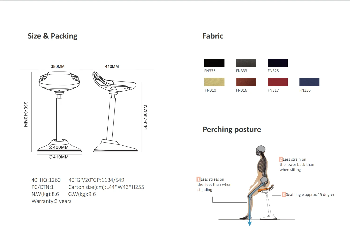 Office Adjustable Ergonomic Balance Stool - Sit Stand Chair