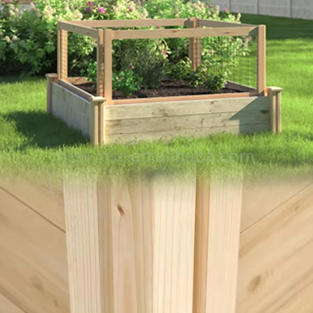 Plant Raised Bed with Critter Guard Fence Outdoor Plant Container Box ...
