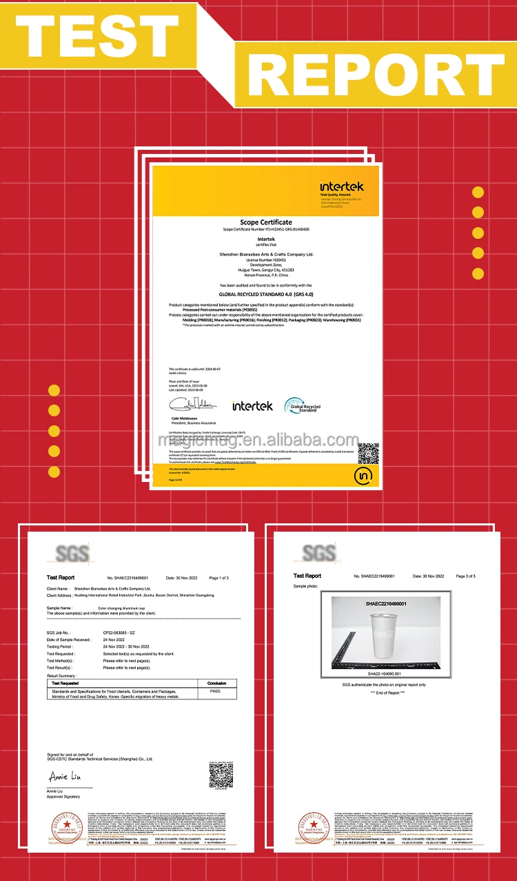 Custom Logo Metal Chill Temperature Reusable 16oz Stadium Aluminum ...