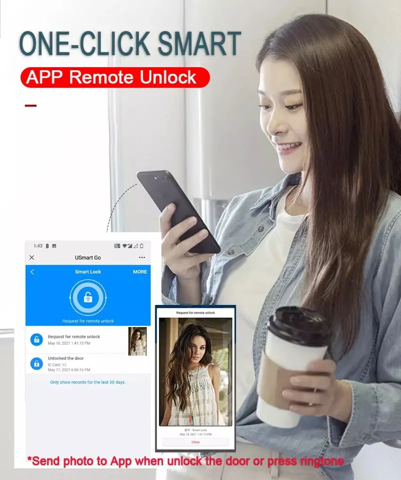 Automatic Outdoor Usmart Go App Wifi Door Lock Fingerprint Password ...