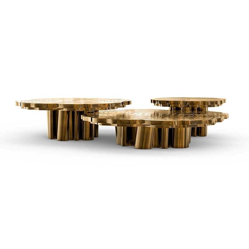 Stainless Steel Root Coffee Table Retro Metal Tree Trunk Coffee Table ...