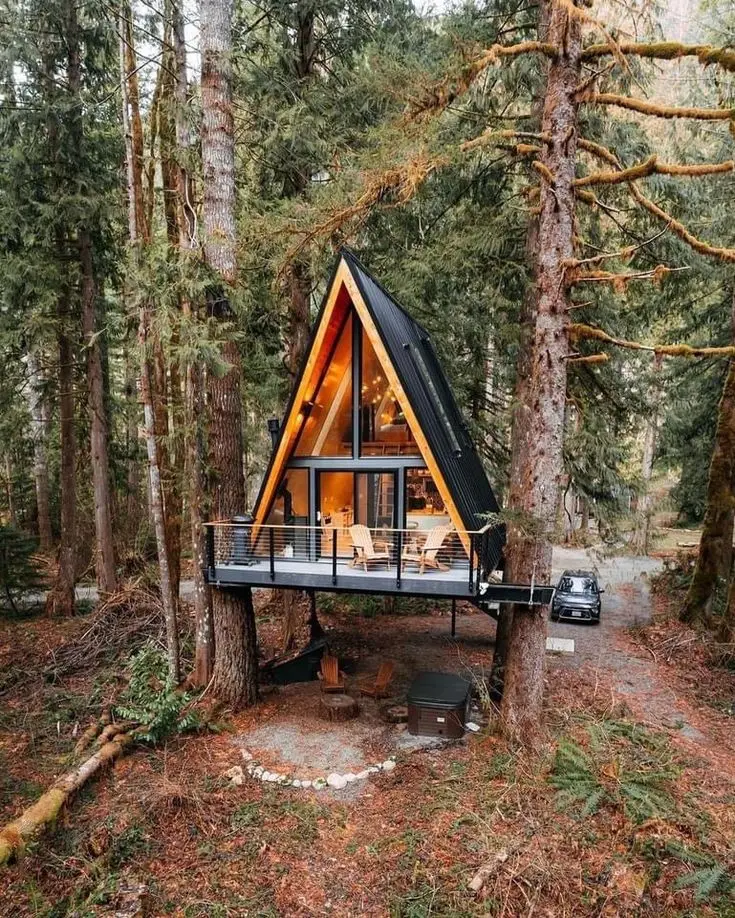 Custom Designed Outdoor Treated Wood Triangle Cottage Cabin