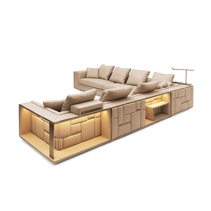 Corner Sofa Set Villa Babylon with Fabric Custom Large Flat Leather Bedroom Furniture Modern 5 ...