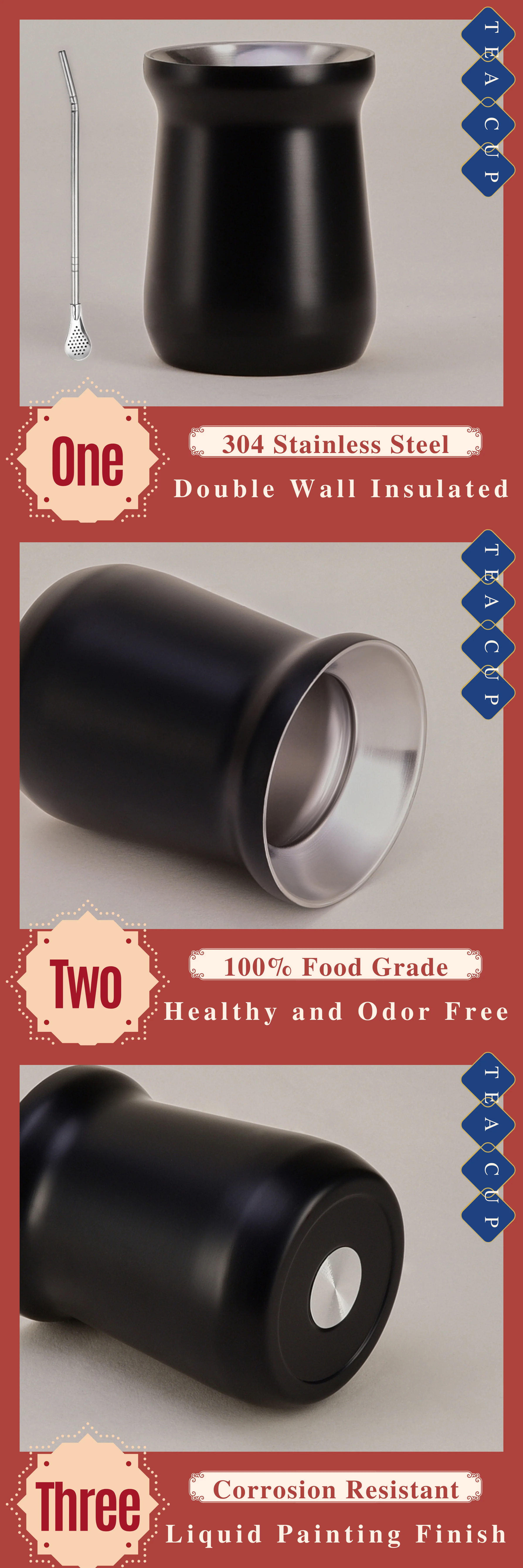 Good Quality Mate Cup 4oz 8oz Double Wall Insulated Stainless Steel Tea ...