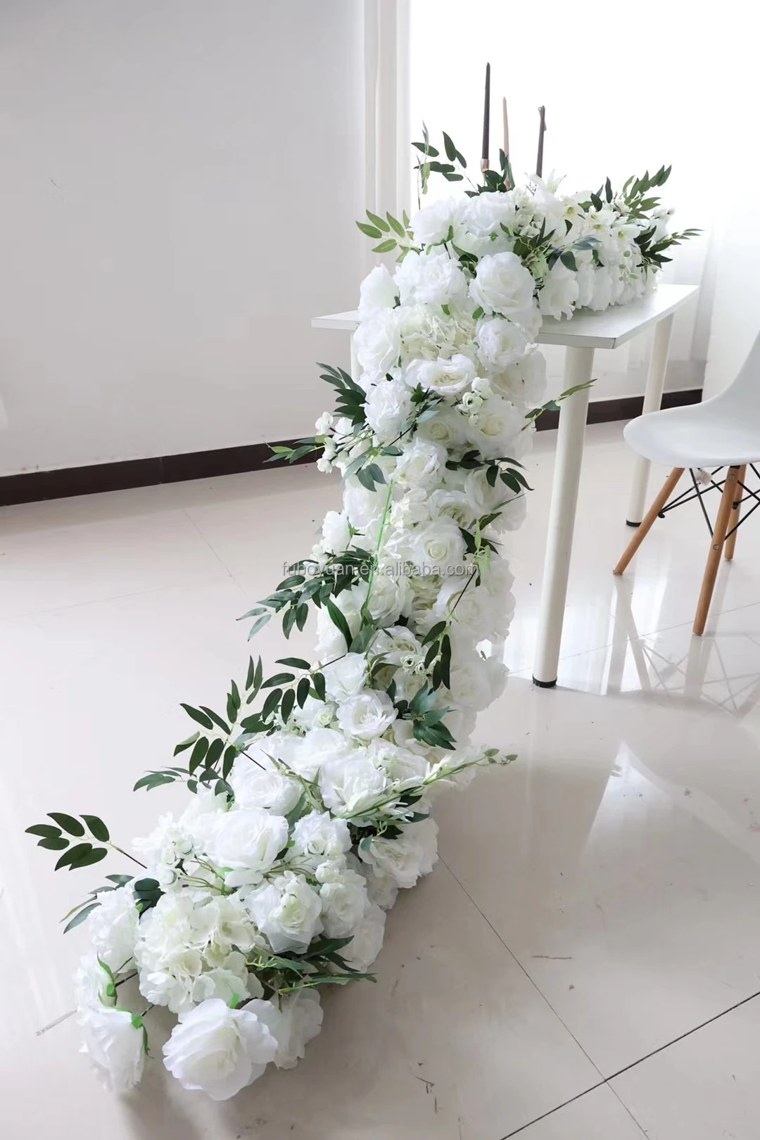Red Artificial Silk Flower Table Runner for Wedding & Valentine's Day ...