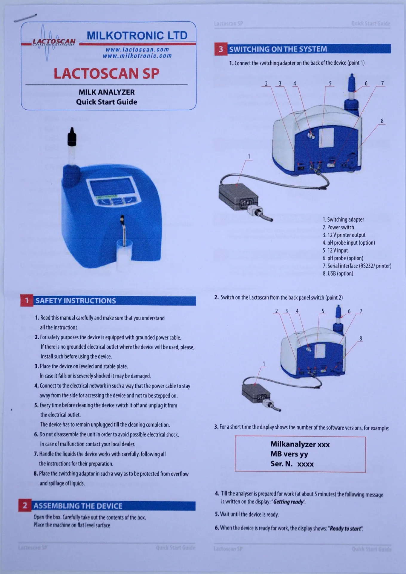 Milk Analyzer Bulgaria LACTOSCAN SP60/SLP60 for Dairy Testing
