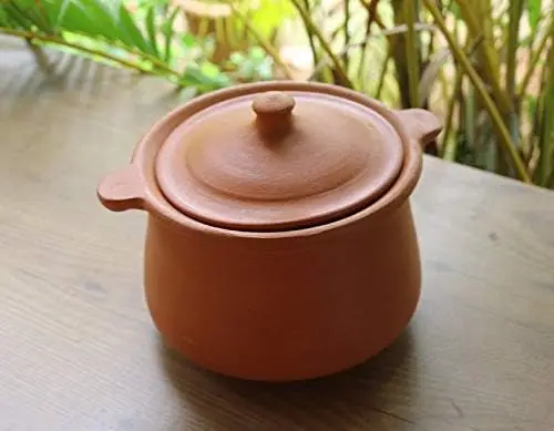Village Decor Earthen Clay Cooking Pot with Lid - Terracotta Pot for ...