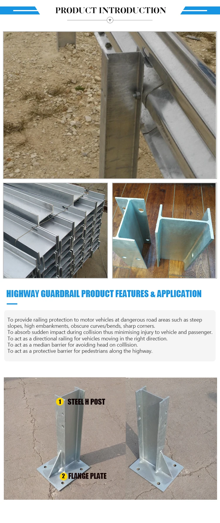 Standard Galvanized Highway Expressway Aashto M180 H Post Highway ...