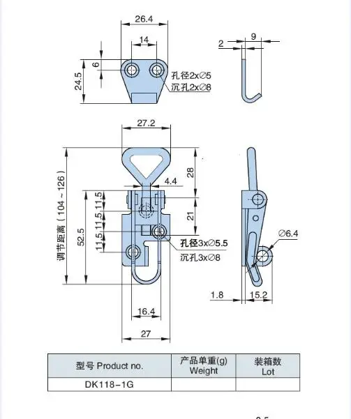 Hengzhu Hasp Lock Dk118 Sus304 Stainless Steel Stamping Adjustable ...