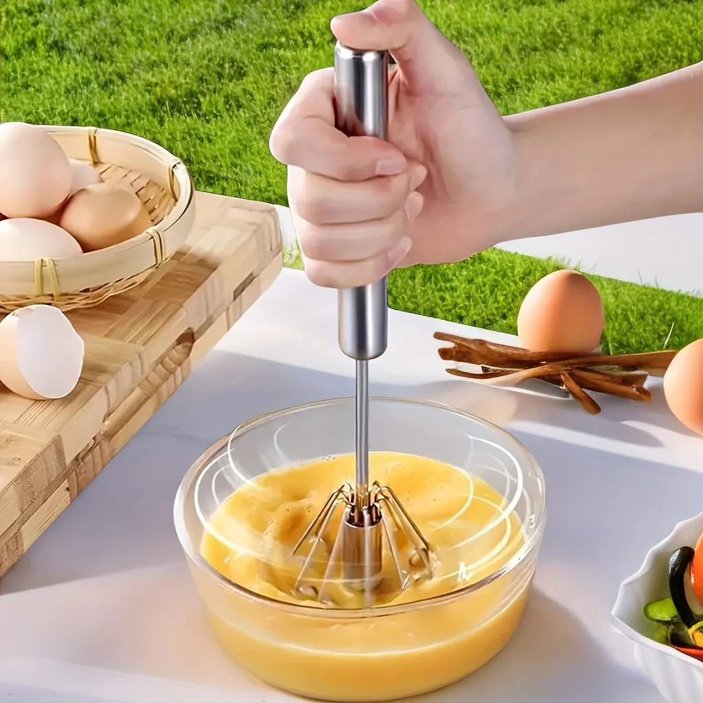 Portable Stainless Steel Semi Automatic Rotary Whisk for Home Baking ...