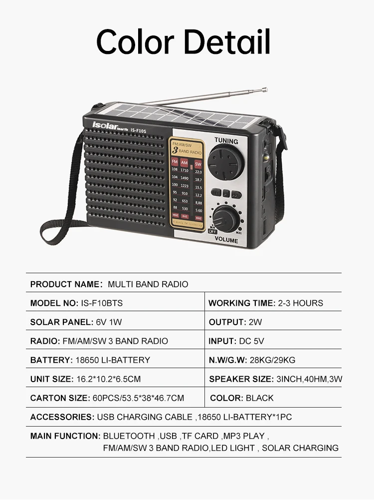 Multifunctional Dynamo Solar Battery Powered AM FM SW Radio