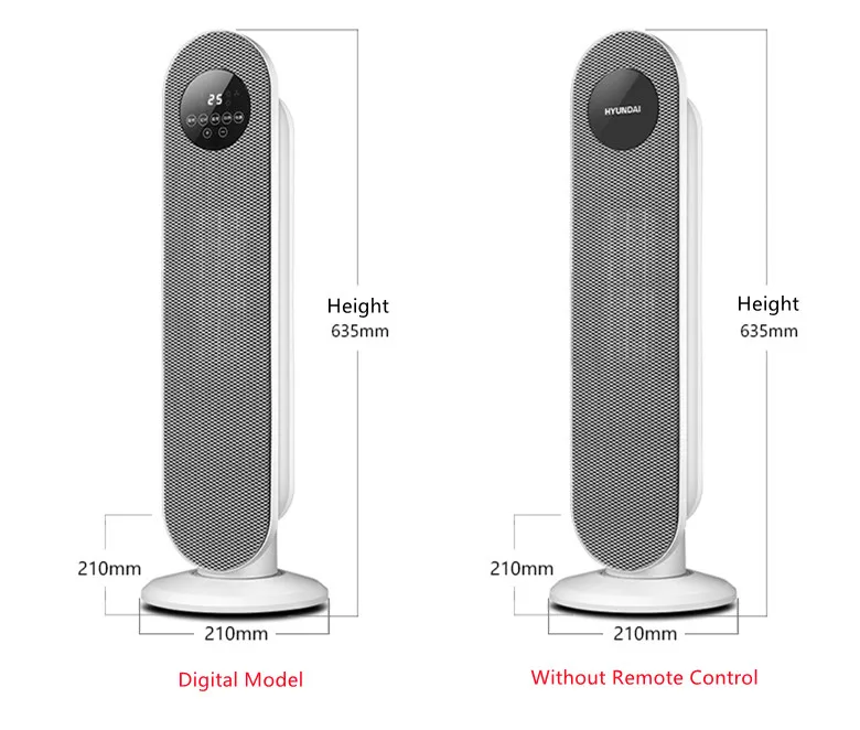 Portable Electric PTC Ceramic Mini Tower Fan Heater with Remote Control ...