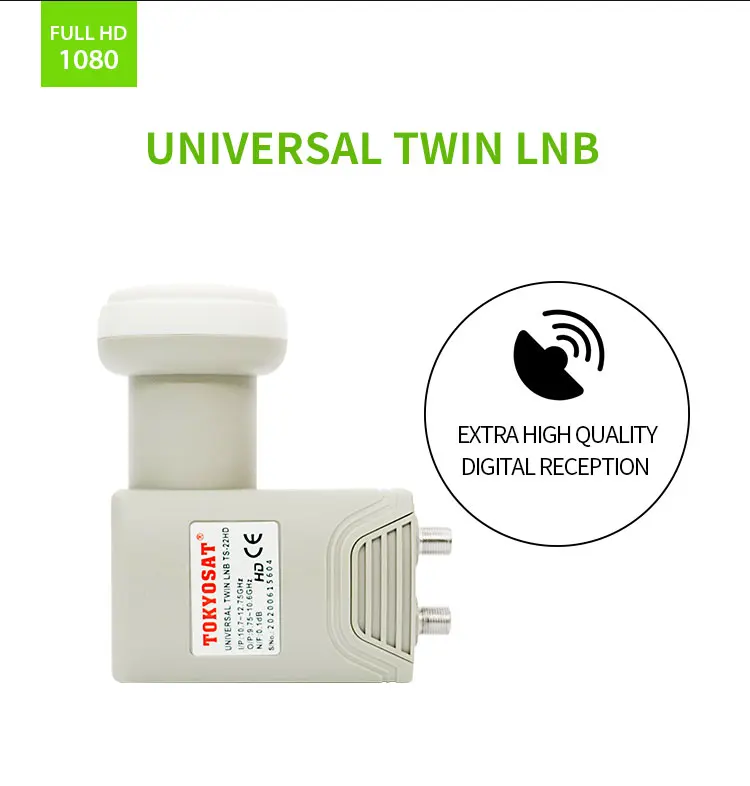 TOKYOSAT TS-22HD LNB Ku digital doble salida alta definición 950-2150 MHz