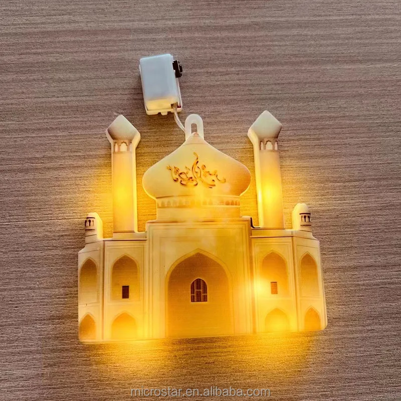 Eid Mubarak Ramadan Eid Decoration 2024 Middle East Star Moon Castle Eid Led Lights Wall Hanging ...