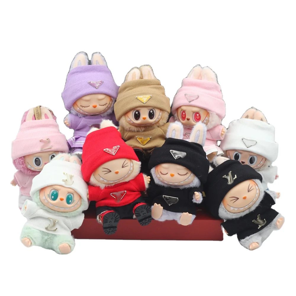 Labubu Most Popular Plush Doll Clothing Set Solid Color Knitted T-Shirt ...