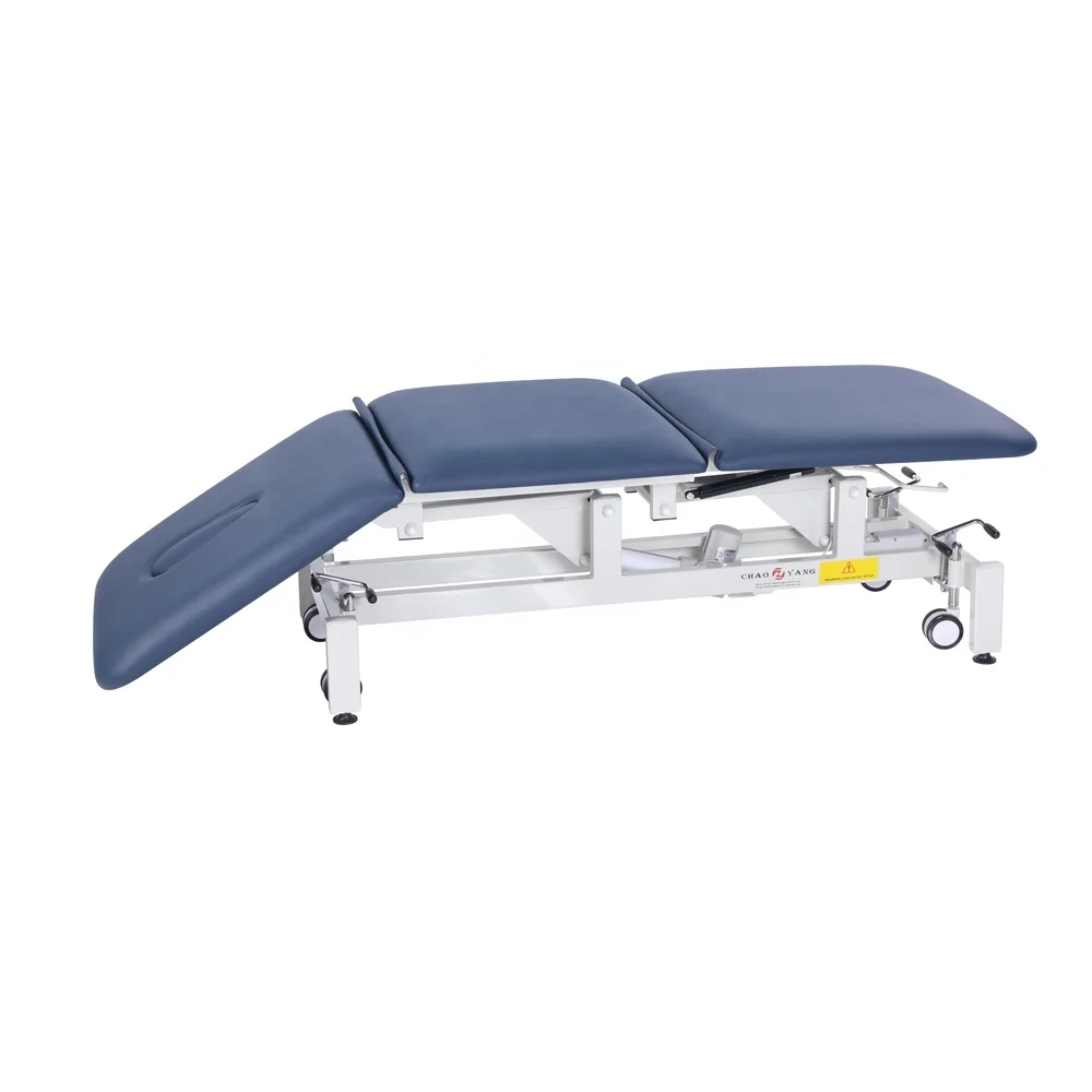 Electric 3 section physiotherapy treatment plinth massage bed with navy ...