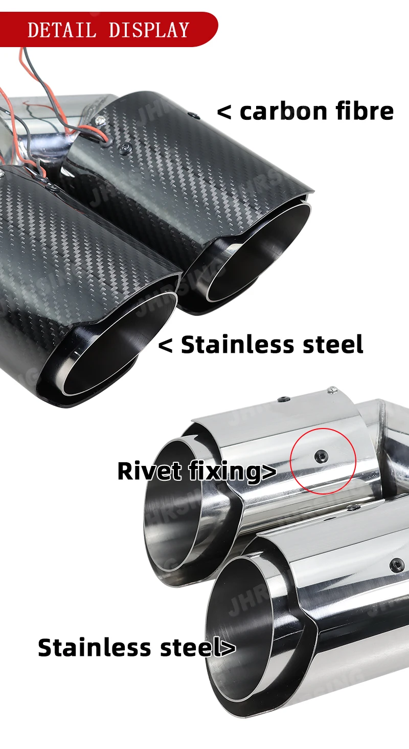 LED Exhaust Muffler Tips - Real Carbon Fiber Dual Pipes
