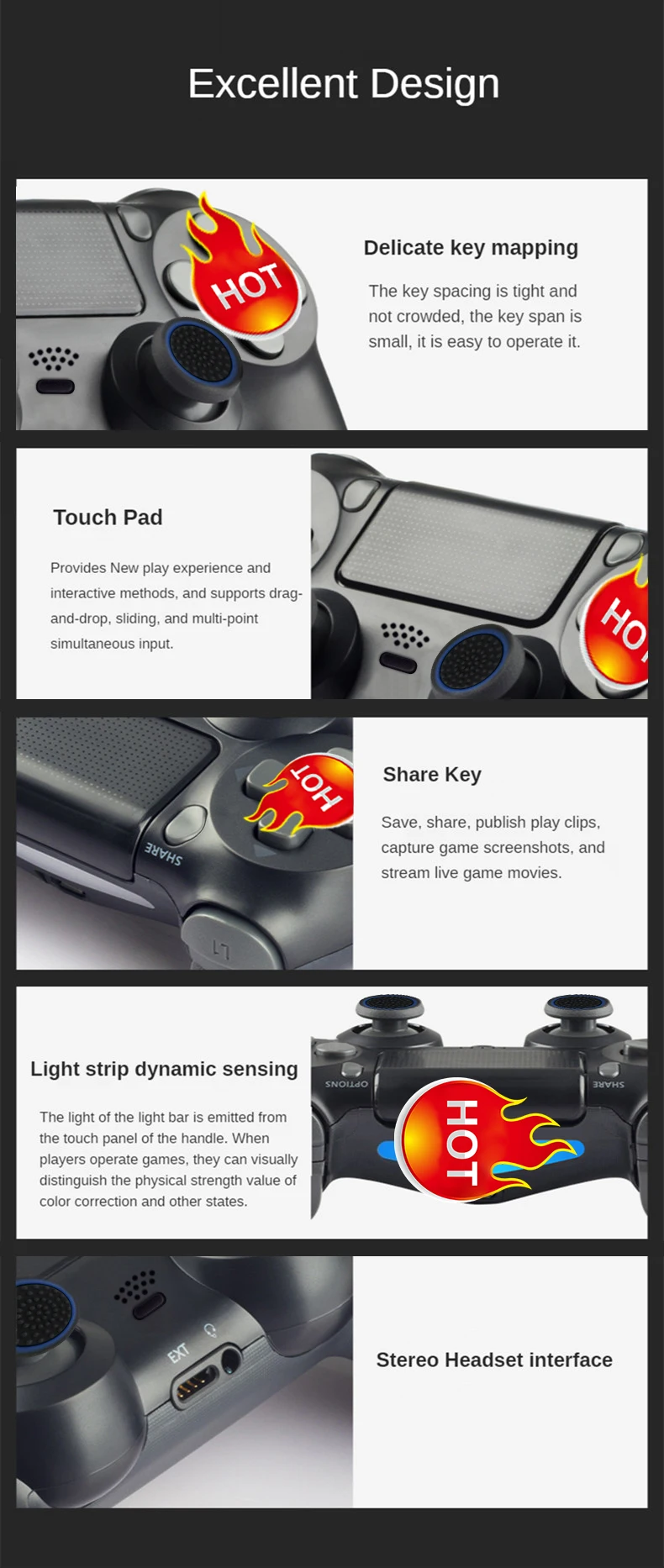 New Design Wireless Ps4 Controller Joystick For Ps4 Console Game ...