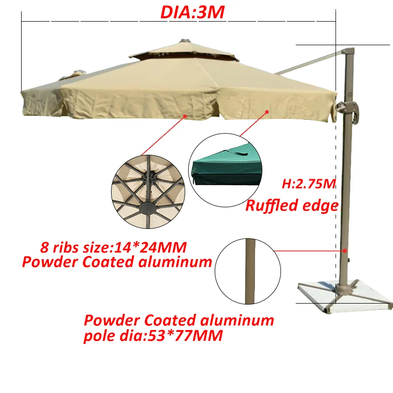 L Morden Commercial Parasol Hand Retractable Easy to Open Roman Parasol ...