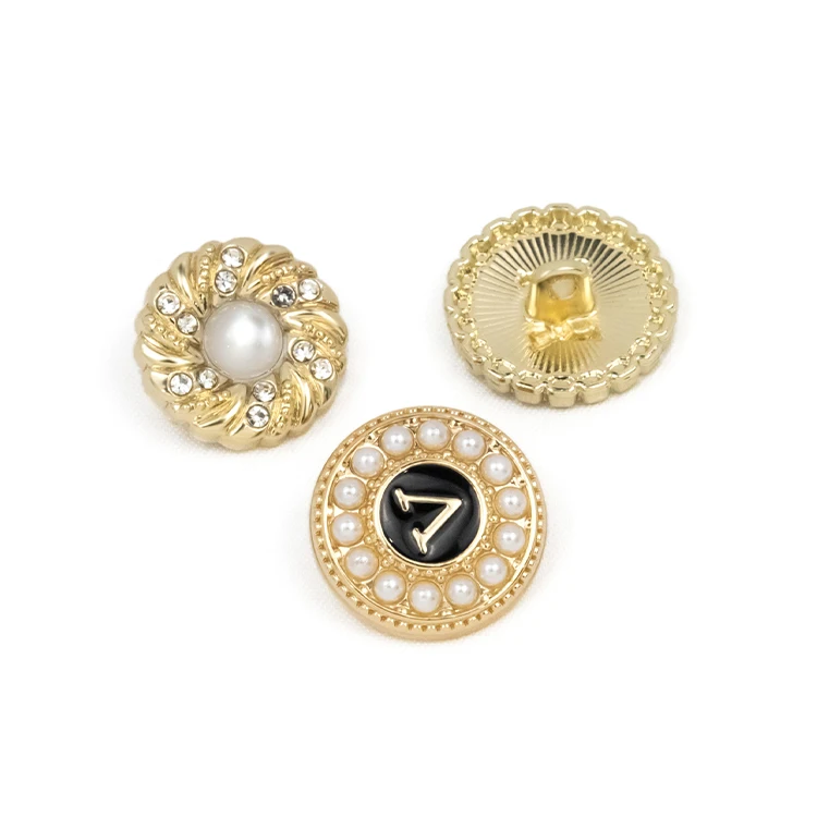 High Quality Engraved Gold Brand Logo Custom Clothes Metal Dome Shank ...