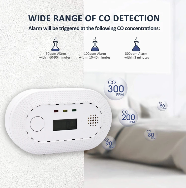 Lcd Display Standalone Carbon Monoxide Detectors Co Sensors Wall ...