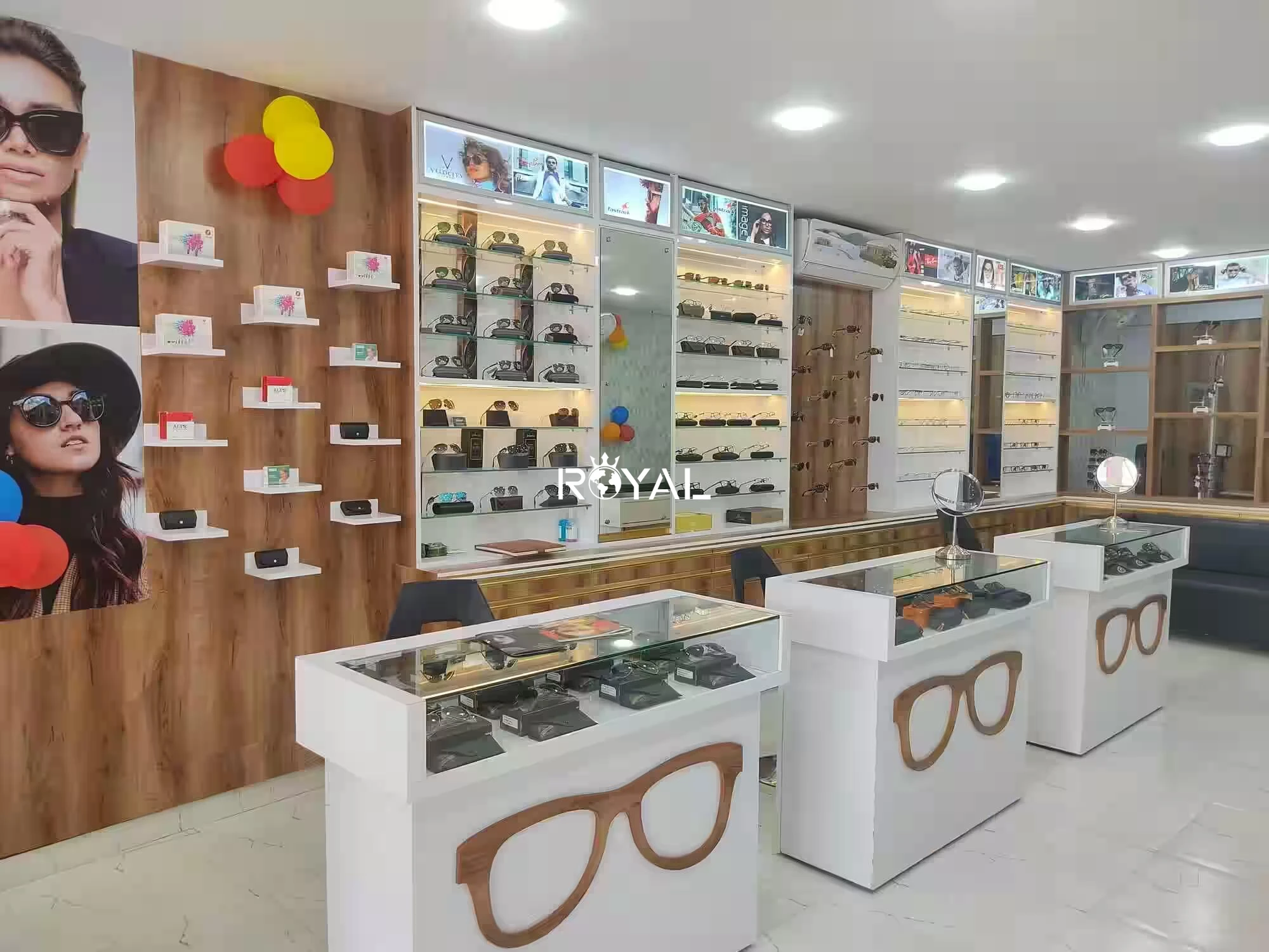 Optical Shop Interior Design Decoration Led Eyeglass Wall Display ...