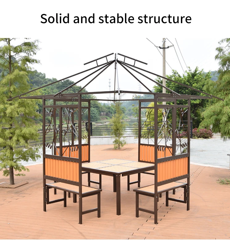 Outdoor Chinese Style Pavilion Awing Gazebos Wood Grain Canopy ...